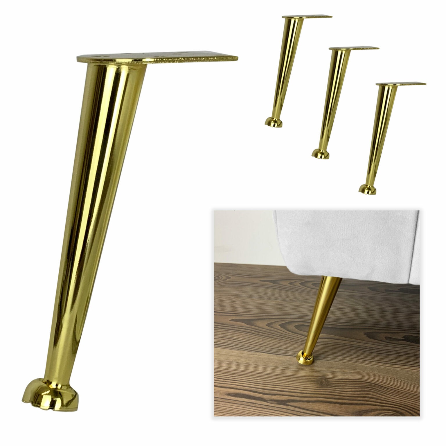 LILLI | SET da 4 Piedi e 16 viti | Oro | H. 20 | Piedini per divani e ...